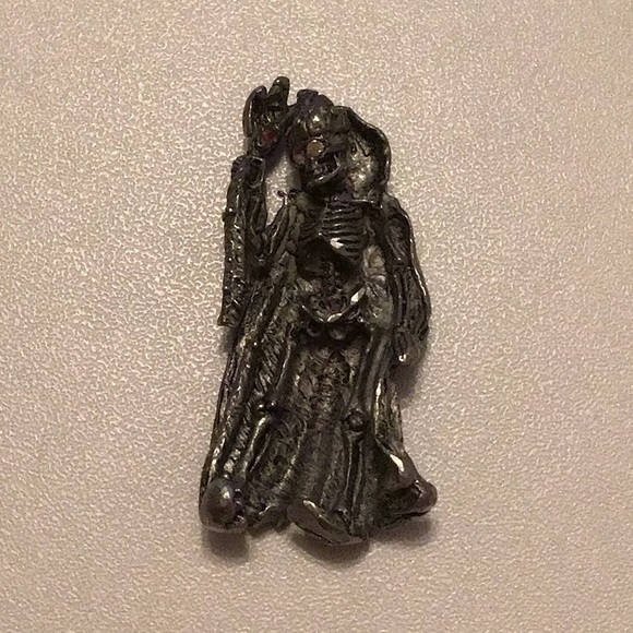 Other | Pewter Skeleton With Cape Crystal Eyes And Ruby In Handle Of ...